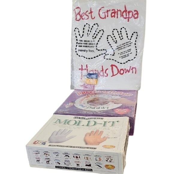 Toys | 3 Memory Maker Arts Crafts Kids Handprints Plate Tshirt Grandpa ...